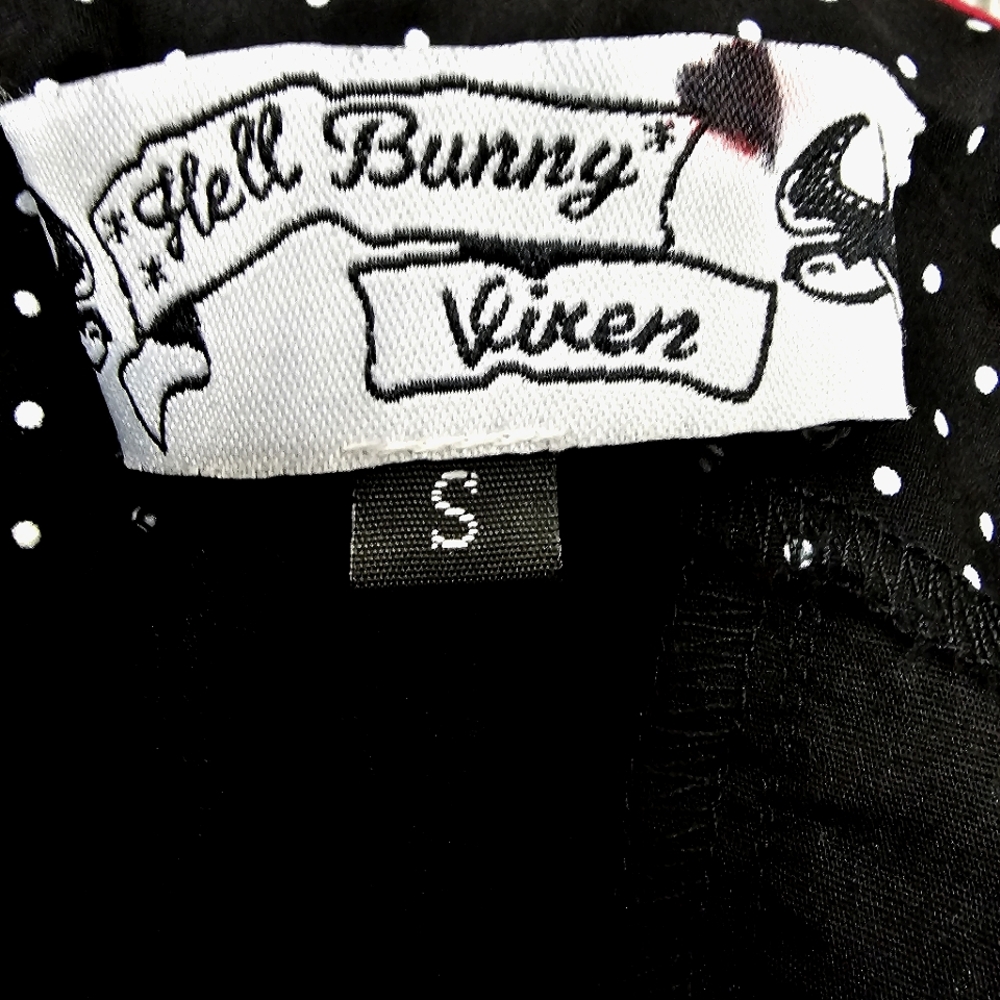Hell Bunny Vixen Black/White Polka Dot Red Accent Apr… - Gem